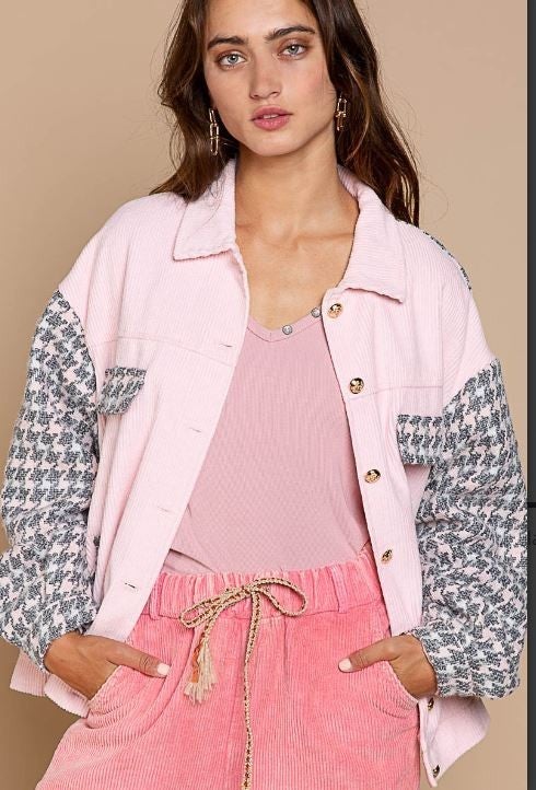 Product: Baby pink plaid shacket
