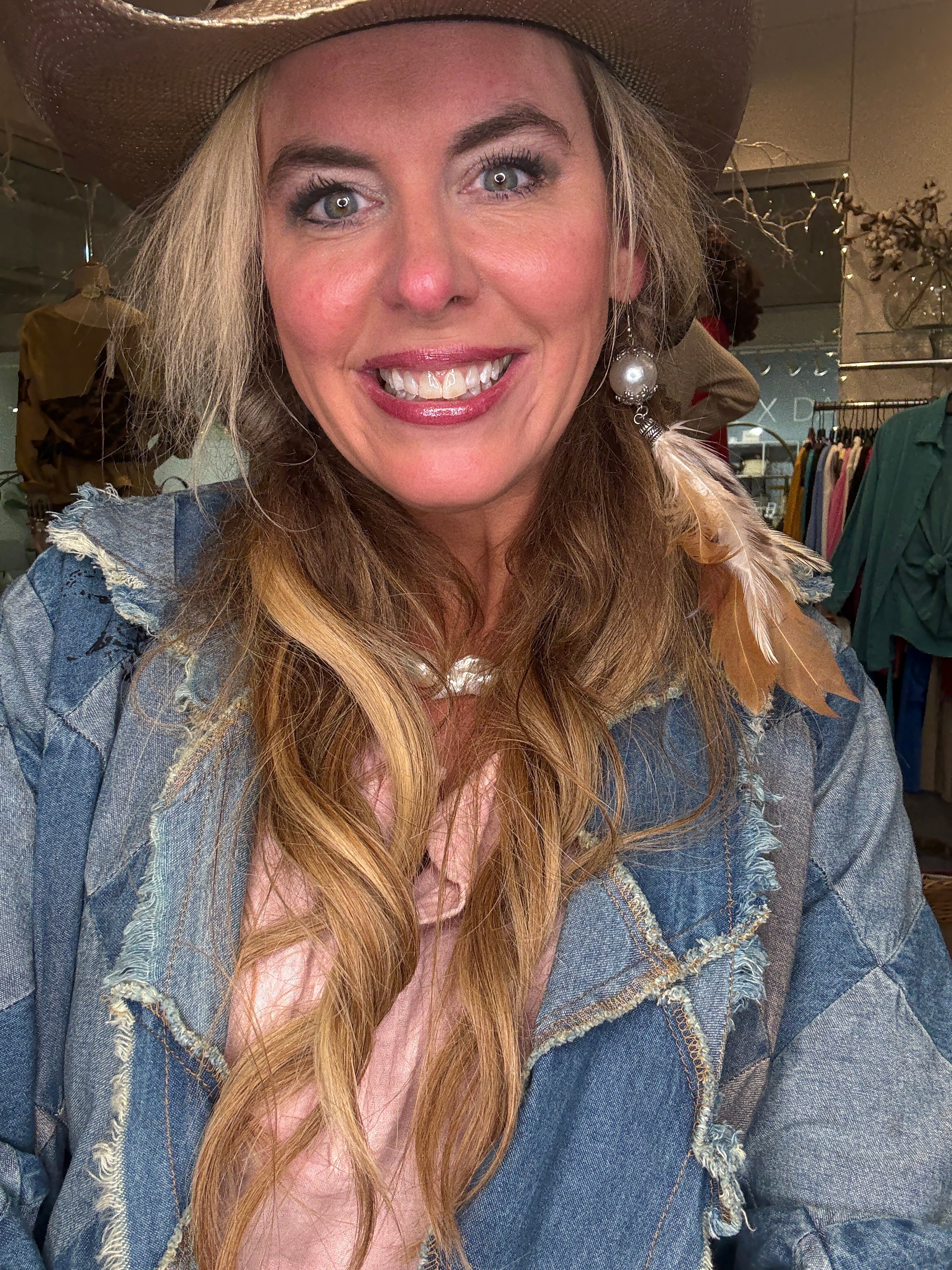 Paper Lace Denim Quilted Duster