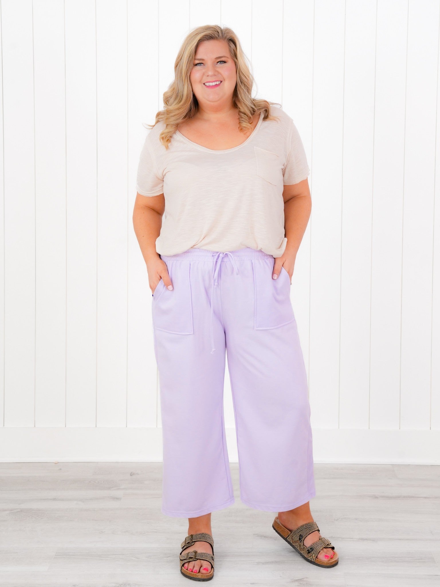 Plus Reg Pastel Elastic Waist Capri Pants with Front Pockets Multiple Colors Freckled Poppy Boutique
