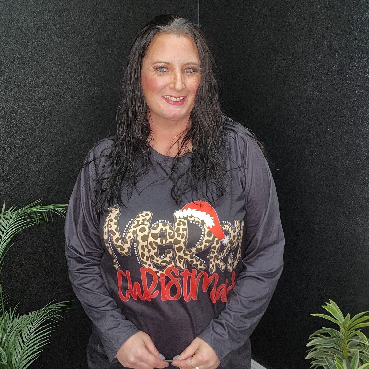 Rebel Raven Merry Christmas Boat Neck LS TOP