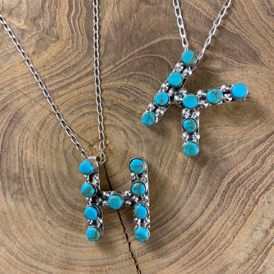 Adult Turquoise Initial Necklace – Emma Lou's Boutique
