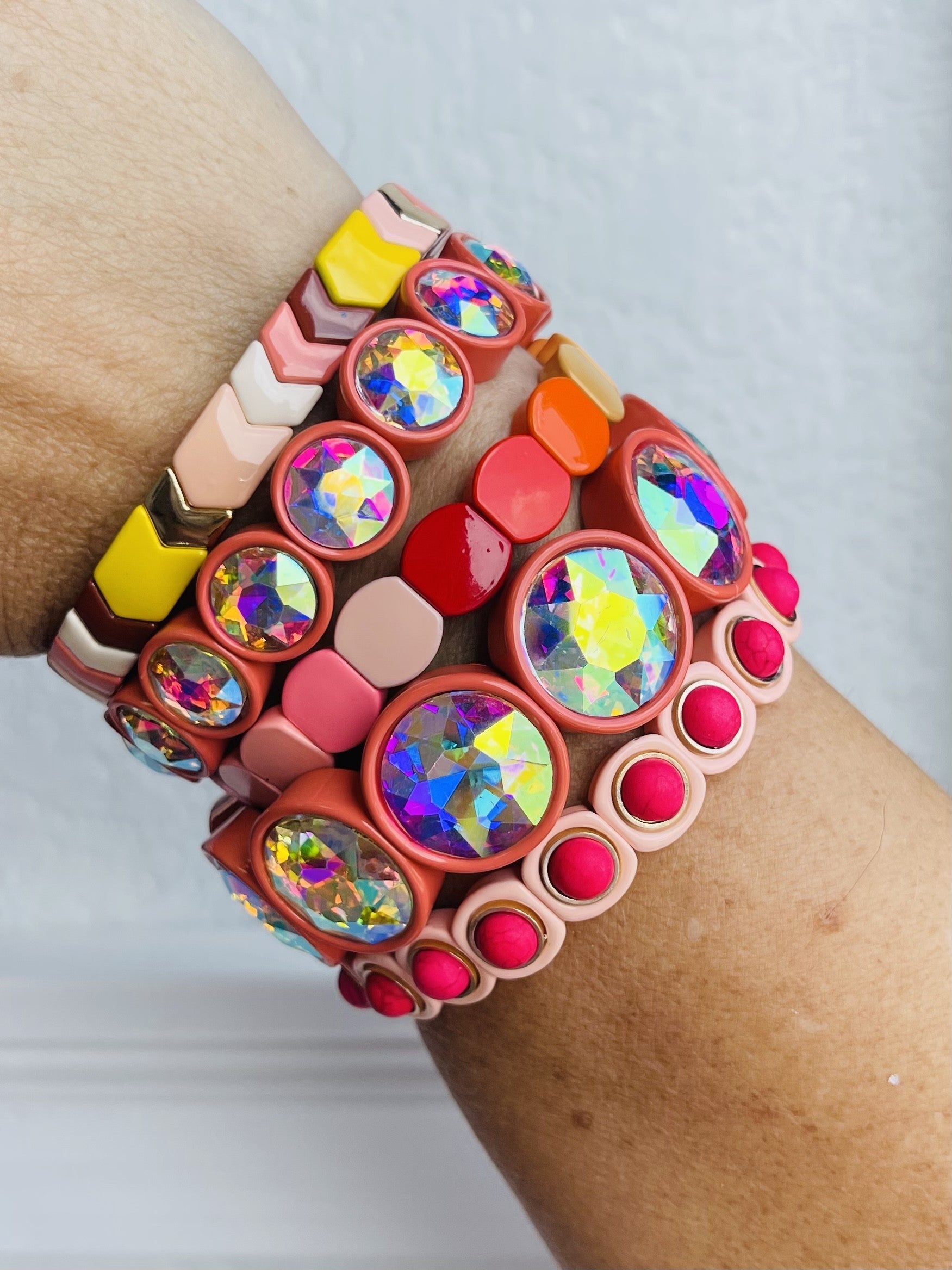 Dont Stop Believing Bracelet Set Stretch | Faceted bead bracelet ...