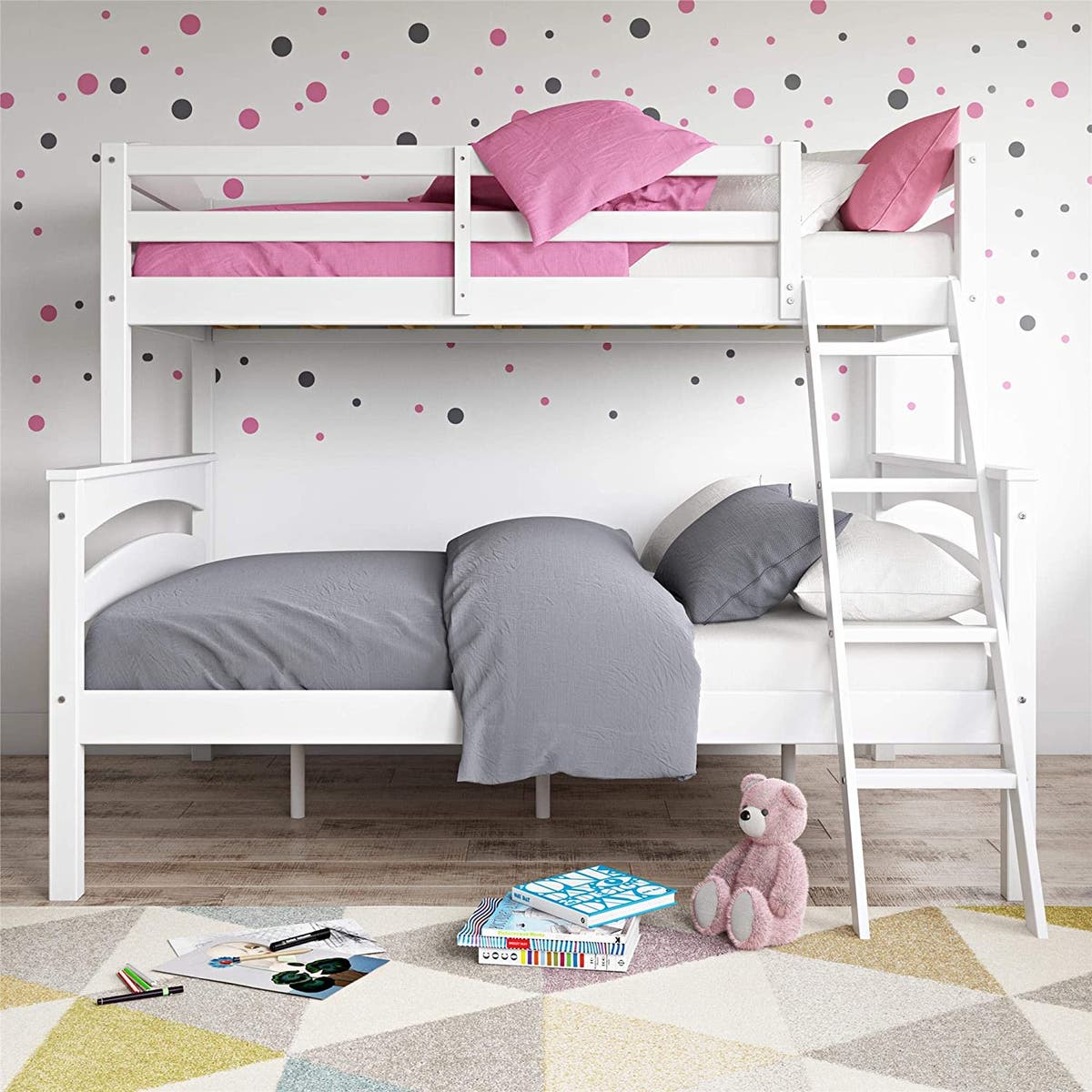 Dorel Living Brady Twin Over Full Solid Wood Kid s Bunk Bed with Ladder